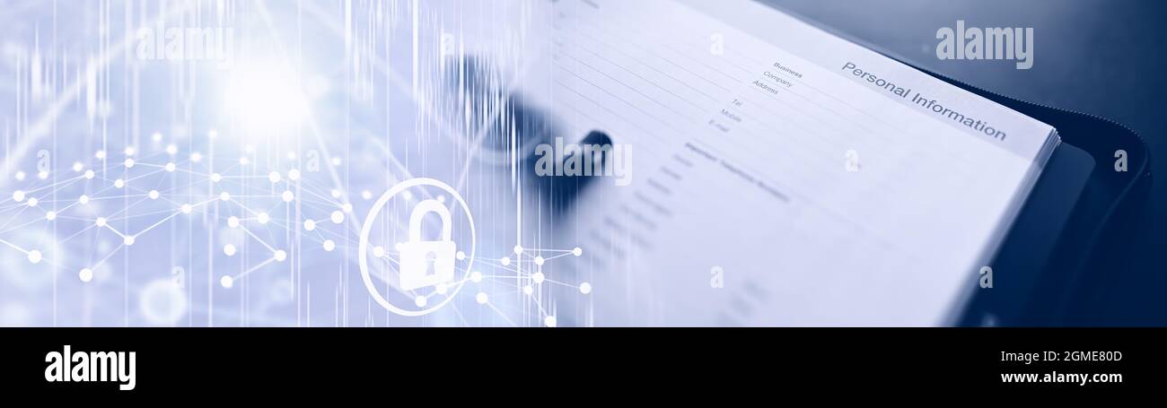 Filling out a form with personal information. Documents in a folder on ...