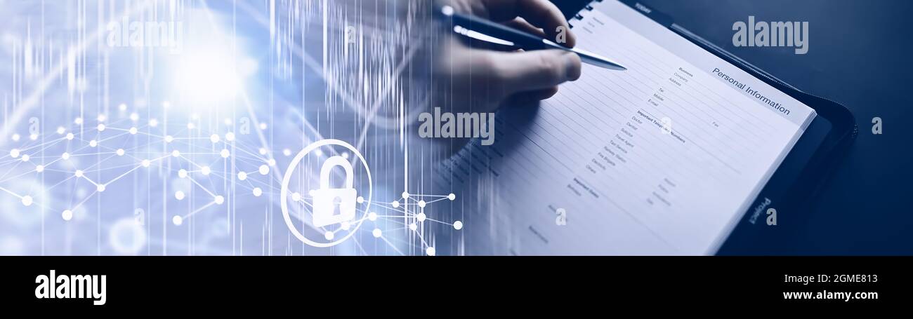 Filling out a form with personal information. Documents in a folder on ...