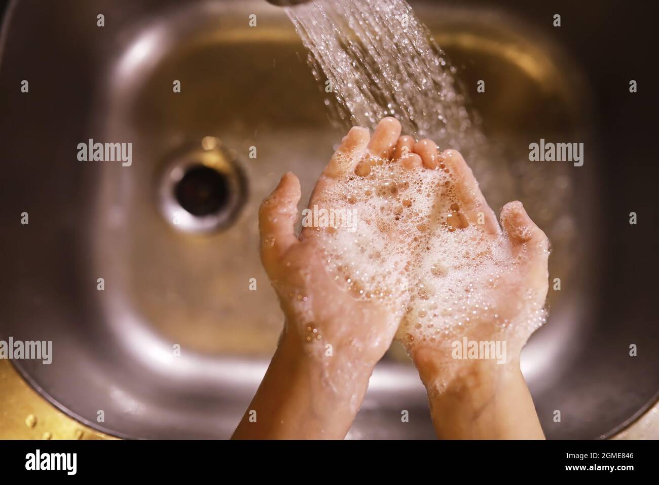 Hygiene rules. Hand washing before meals. Antibacterial treatment hands ...