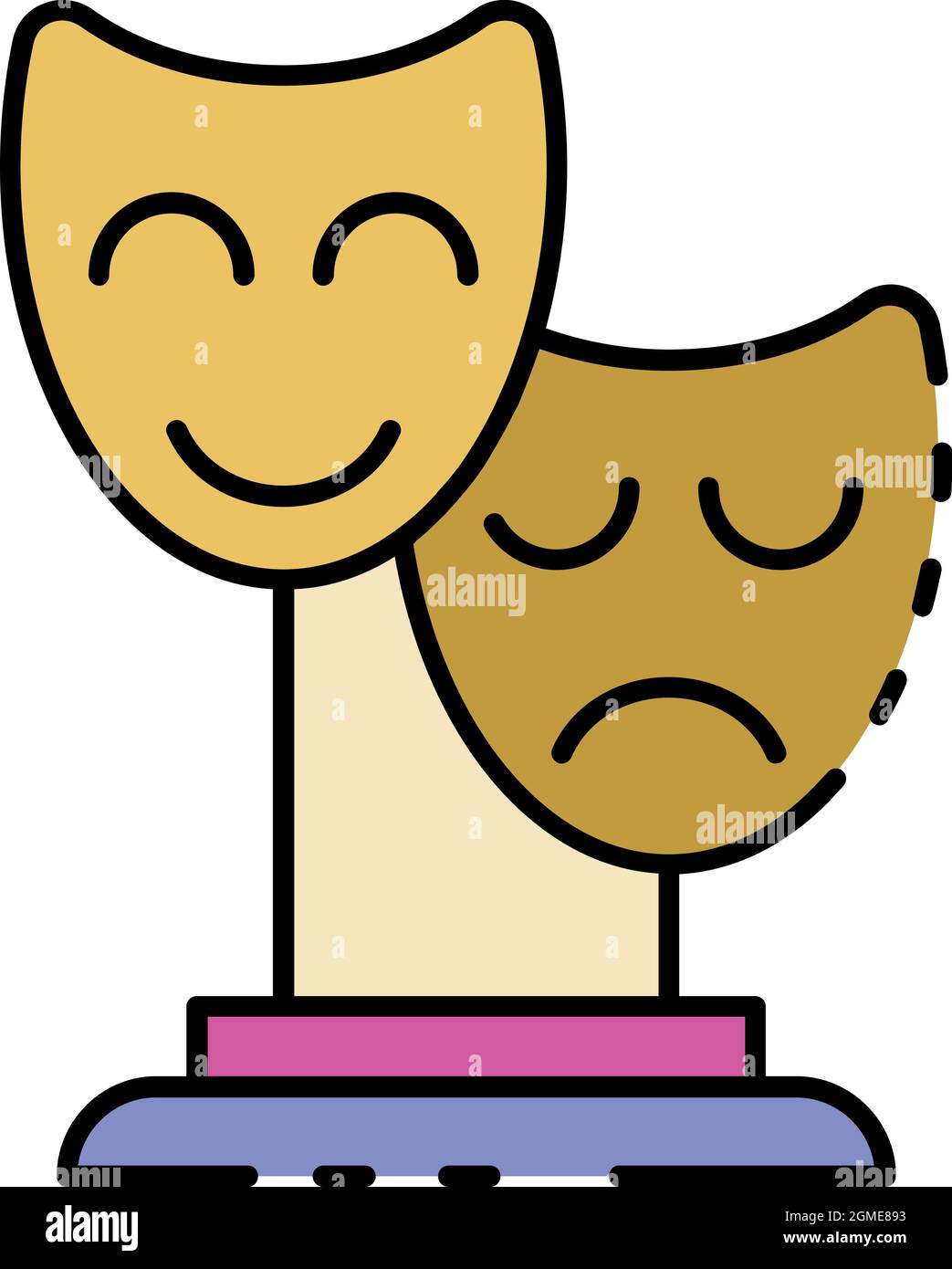 Theatre mask icon. Outline theatre mask vector icon color flat isolated ...