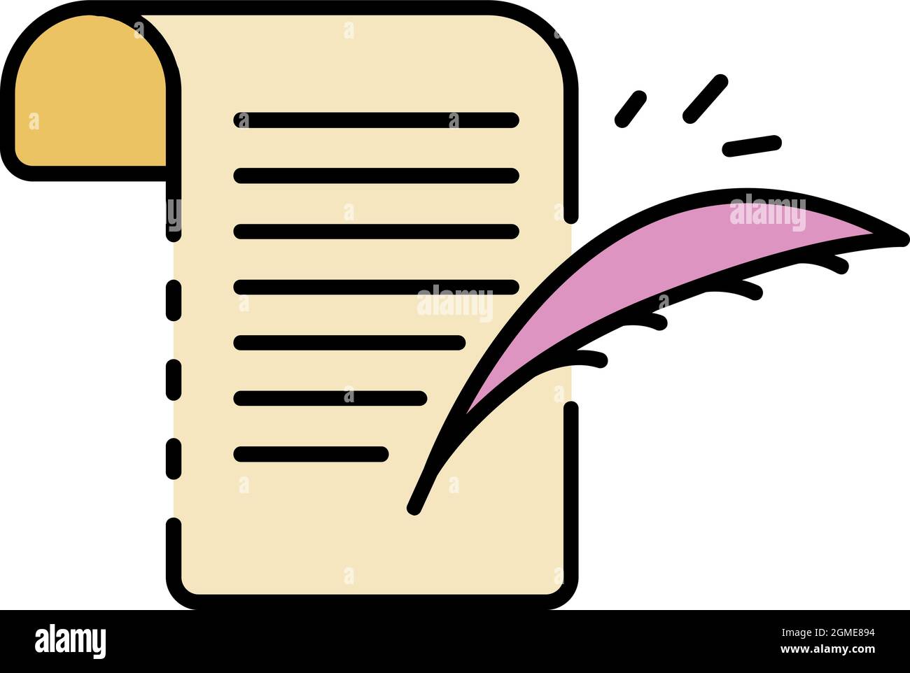 Writing papyrus icon. Outline writing papyrus vector icon color flat ...