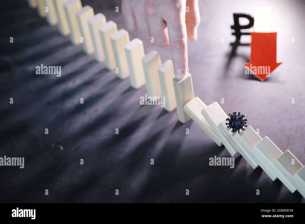 Business concept. The depreciation of the national currency of Russia ...