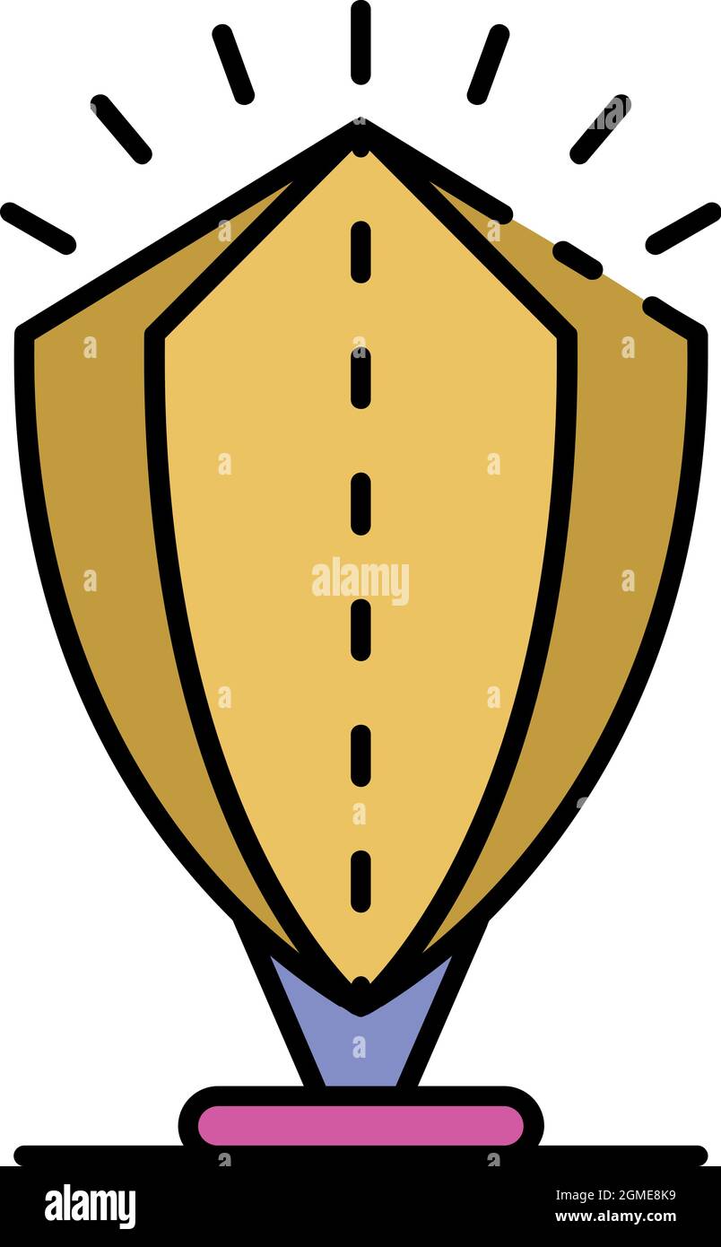 Shiny gold shield icon. Outline shiny gold shield vector icon color ...
