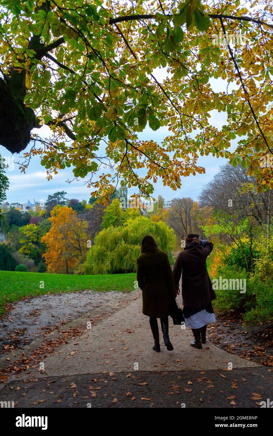 Paris, France, Autumn Park Scenes, Women Walking Away, Fall Colors ...