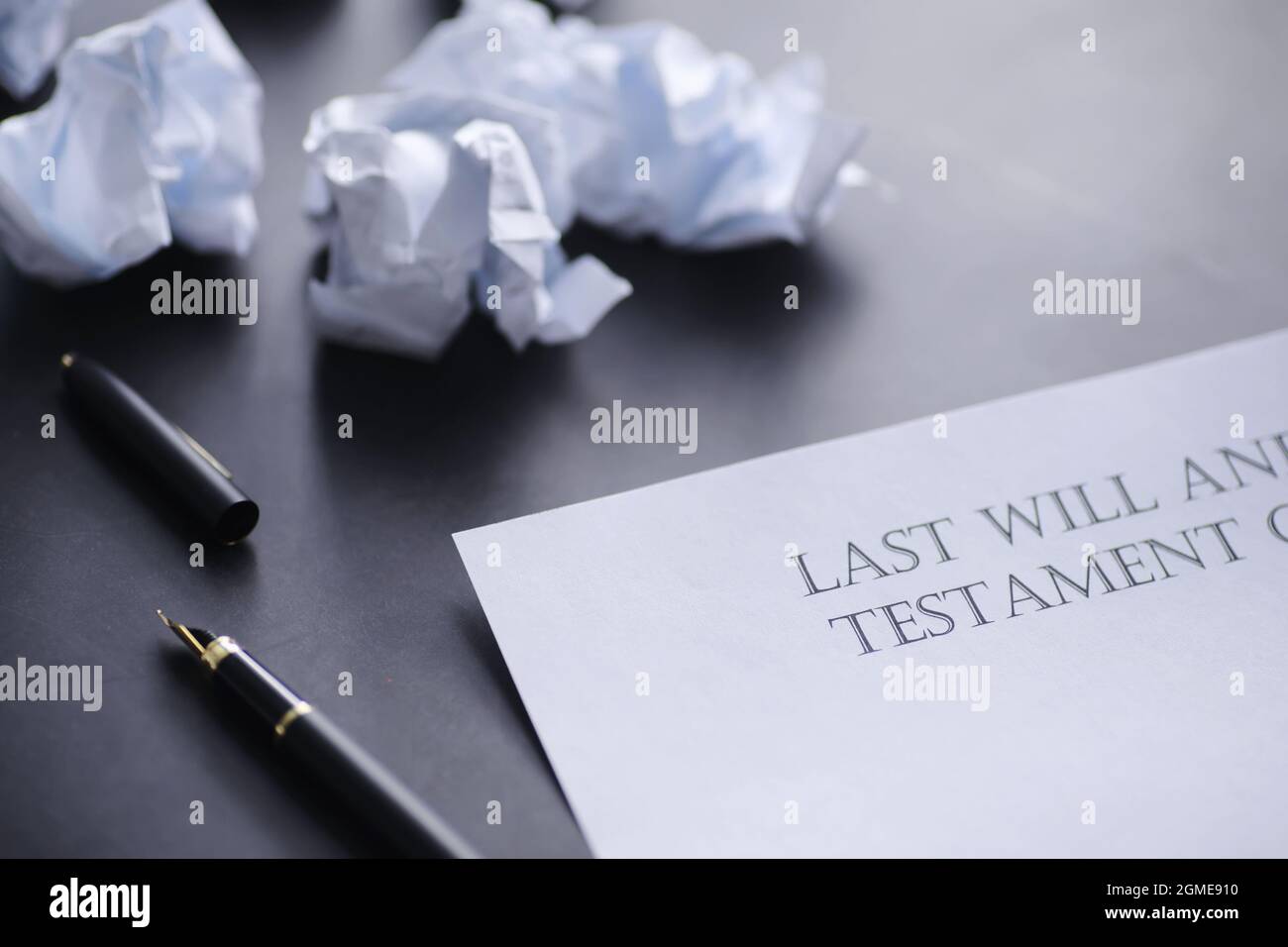 Legal concept. The procedure for writing the last will. Papers with ...
