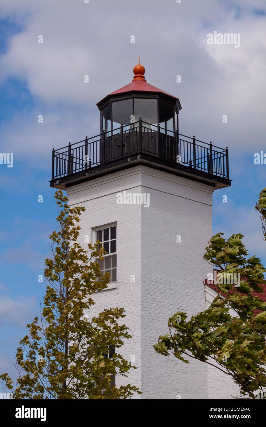 Sand Point Lighthouse - An old brick lighthouse along Lake Michigan ...