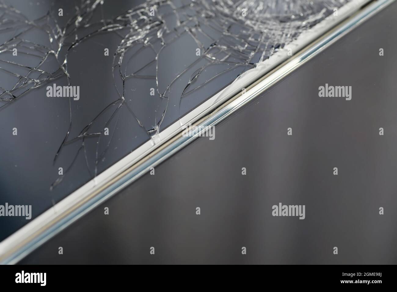 Crack on the glass. Broken screen. Broken phone. Cracked glass ...