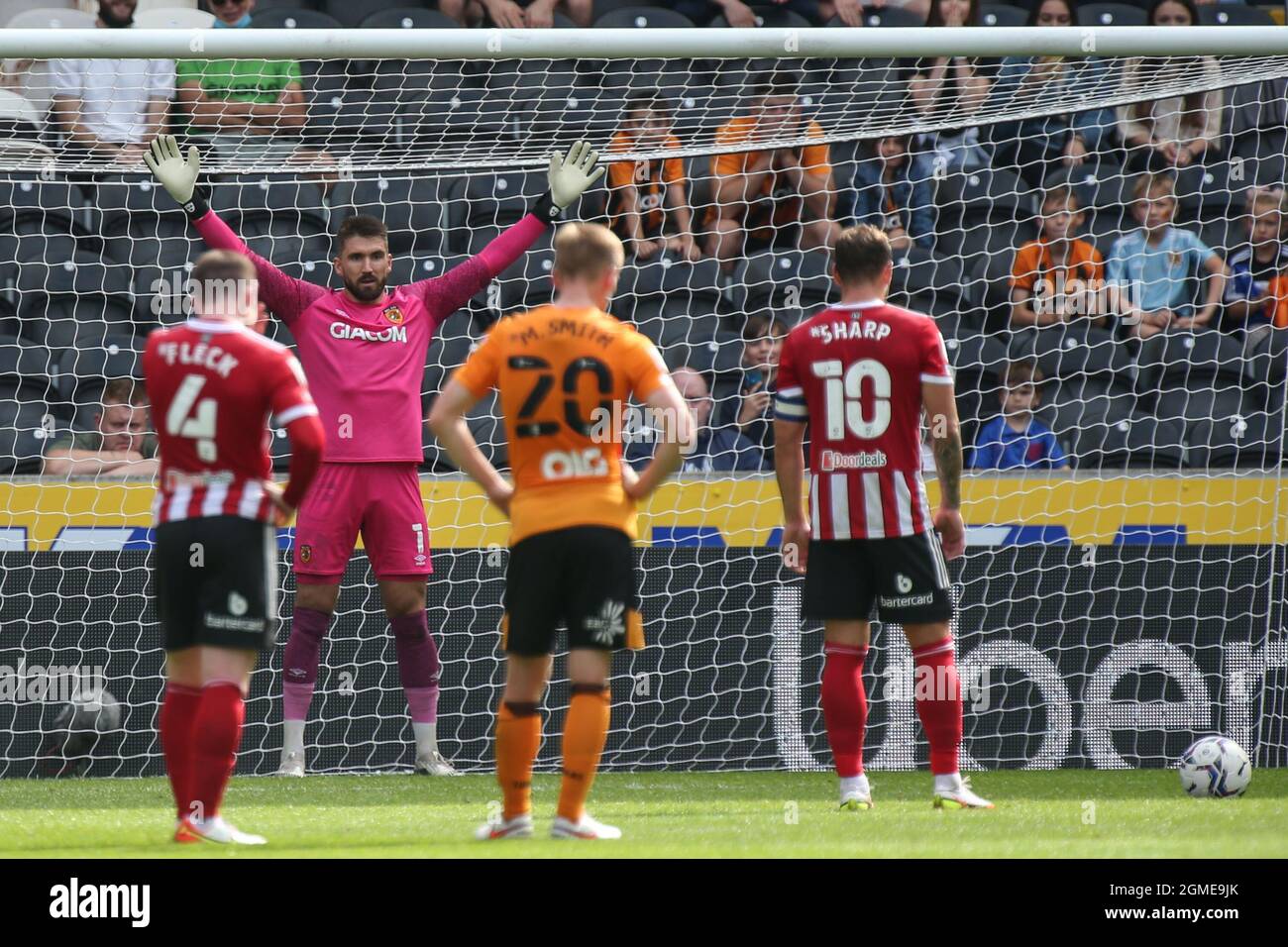 Matt Ingram #1 of Hull City waits for the penalty to be taken Stock ...