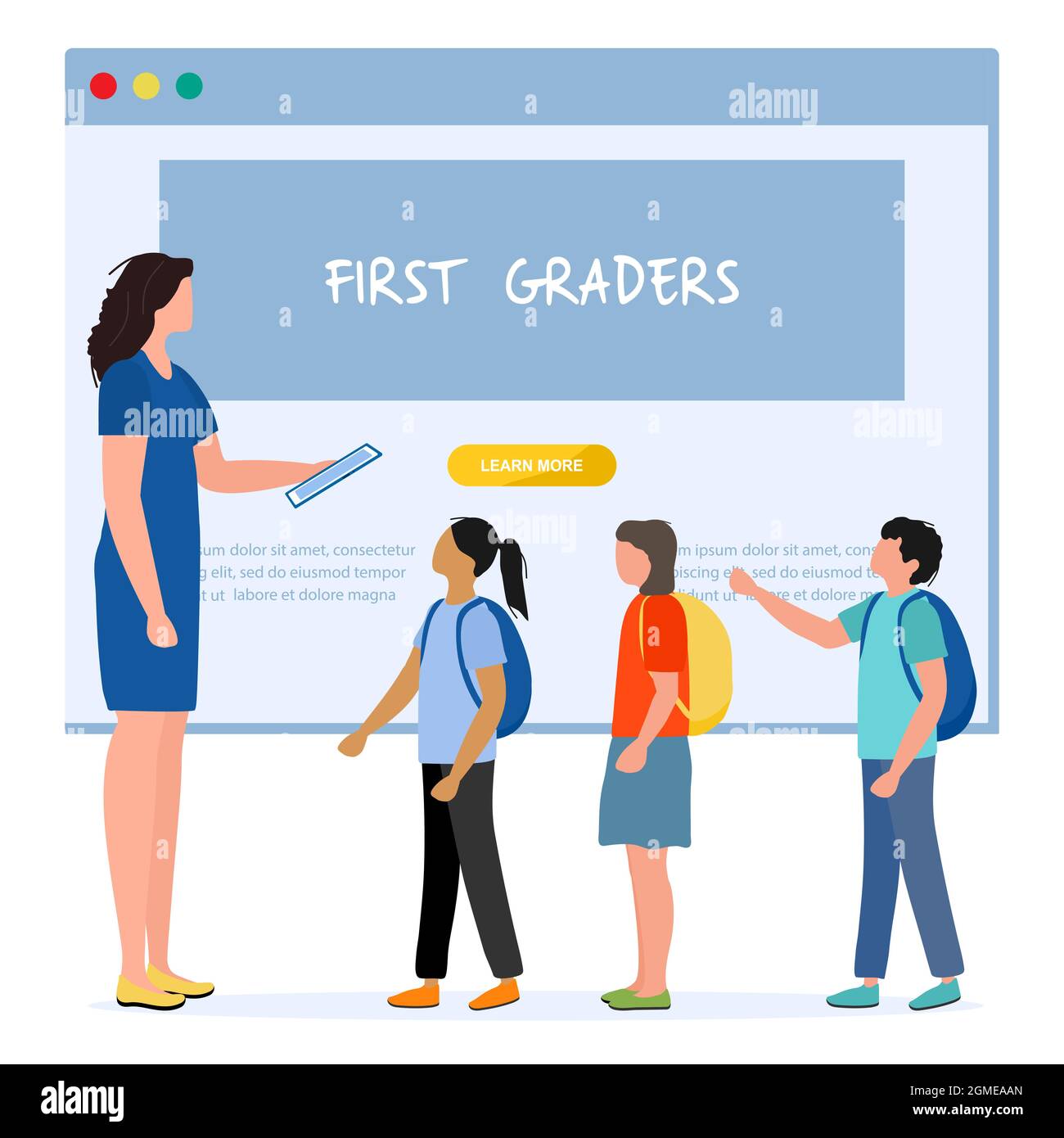 Vector illustration Back to school Schoolboy, schoolgirl with ...