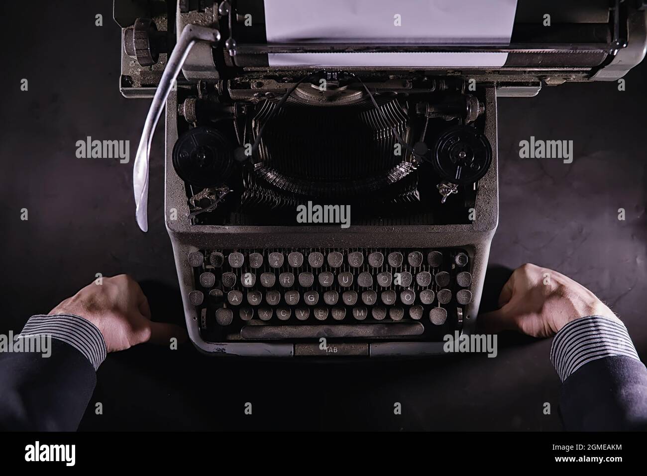 Vintage journalist tool. Typewriter retro. The writer is at work. Seal ...