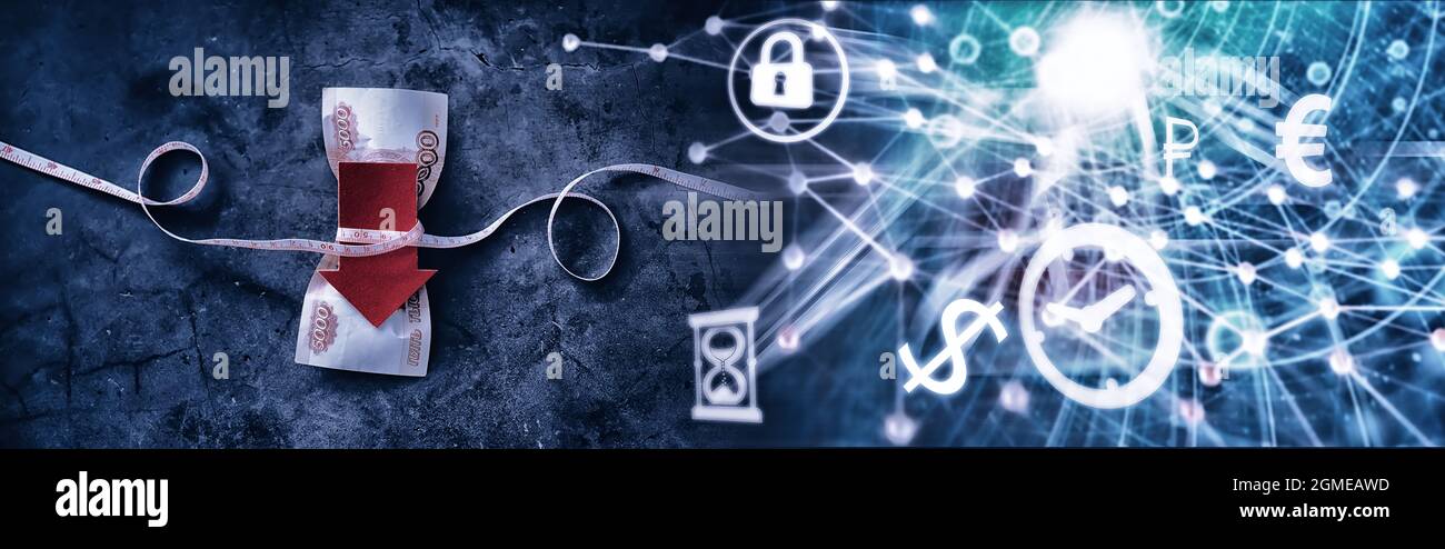 Business concept. The depreciation of the national currency. Bill with ...