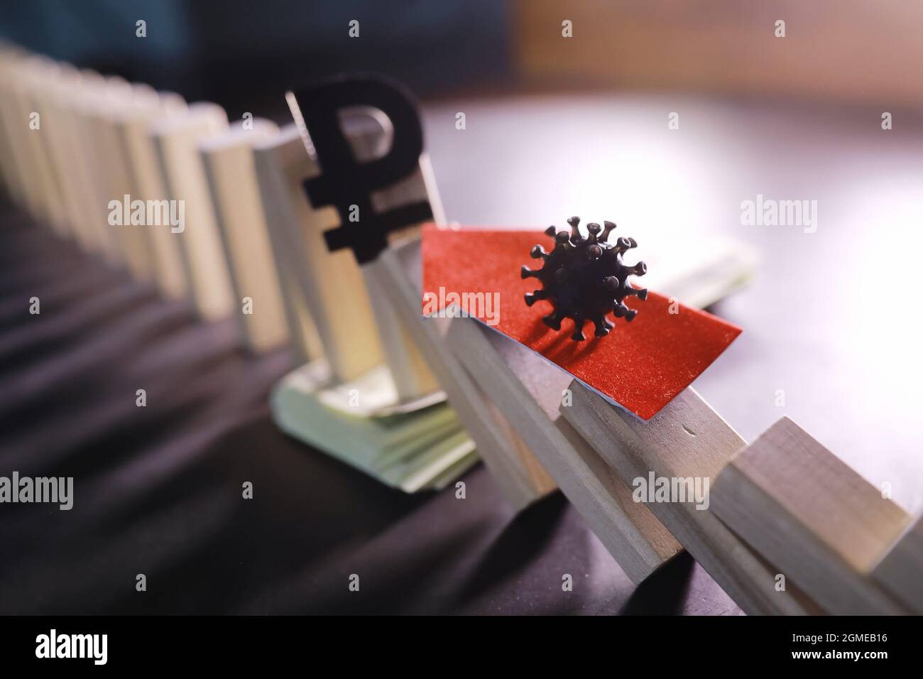 Business concept. The depreciation of the national currency of Russia ...