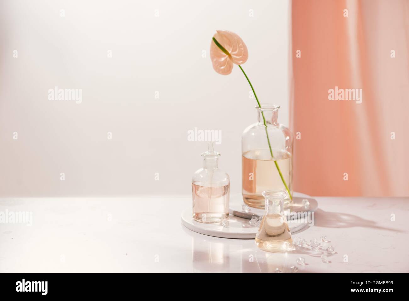 Natural organic extraction, Flower aroma essence solution in laboratory ...