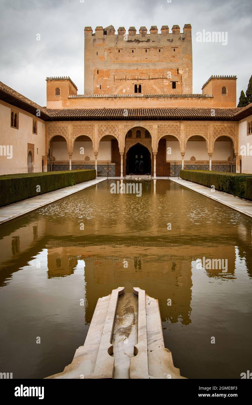 Pool in an inner yard in the Alhambra in Granada, Spain Stock Photo - Alamy