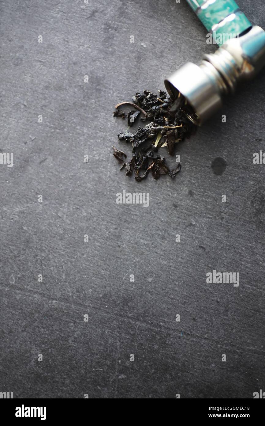 Legalized drugs. Medical prescription smoking drugs. Smoking pipe. A ...