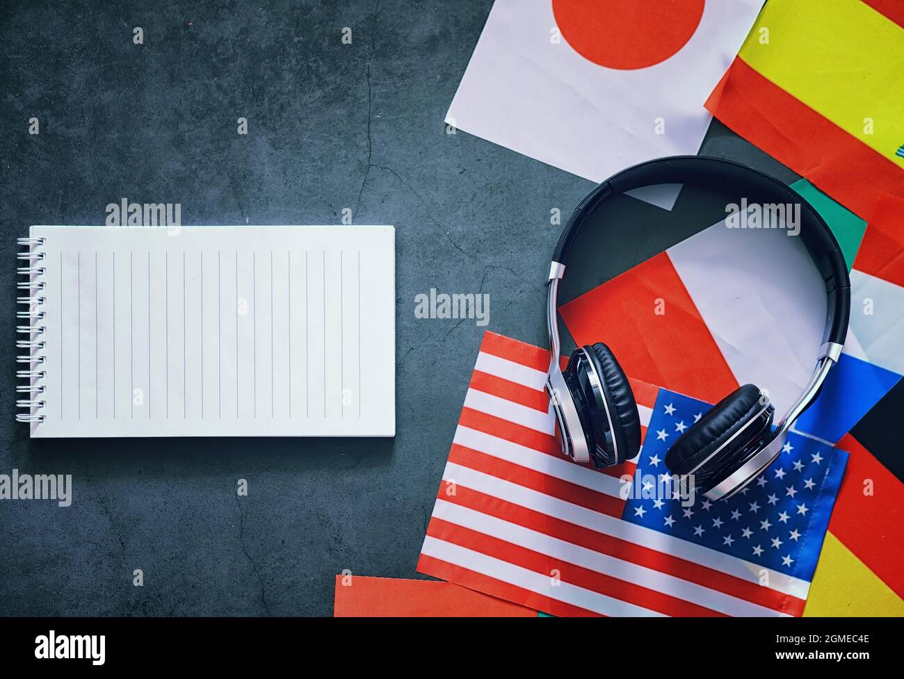 Learning foreign languages. Audio language courses. Background from ...