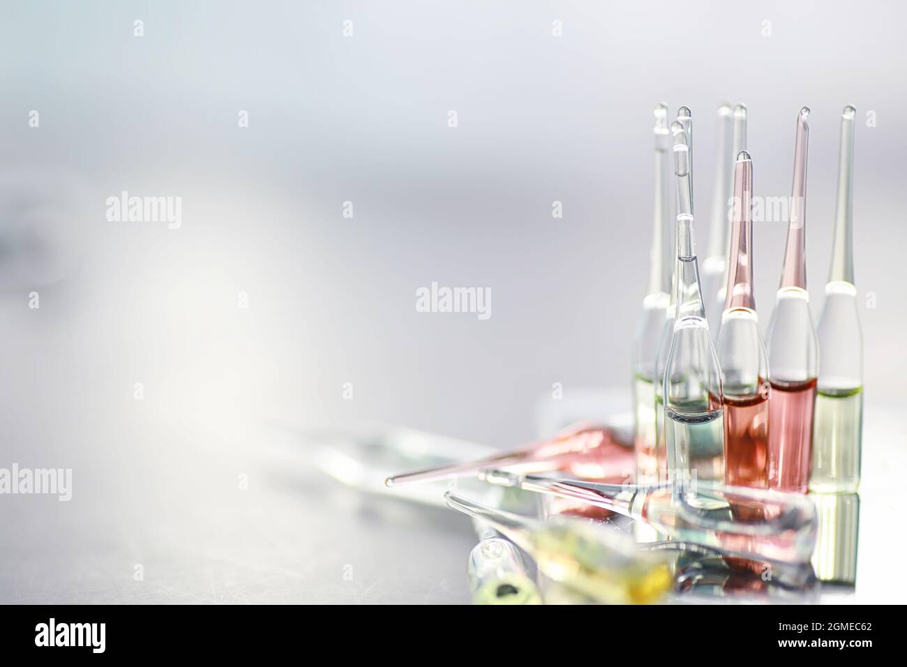 Test tubes with drugs and tests to test the victims and treat infected ...