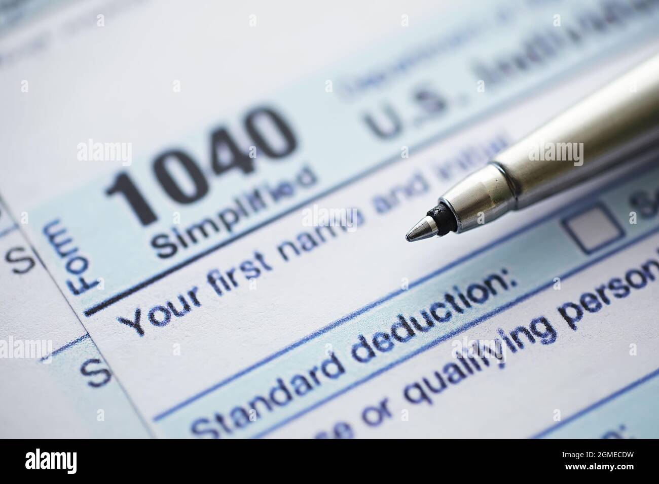 Annual tax reporting. Tax form on the table. Financial statements ...