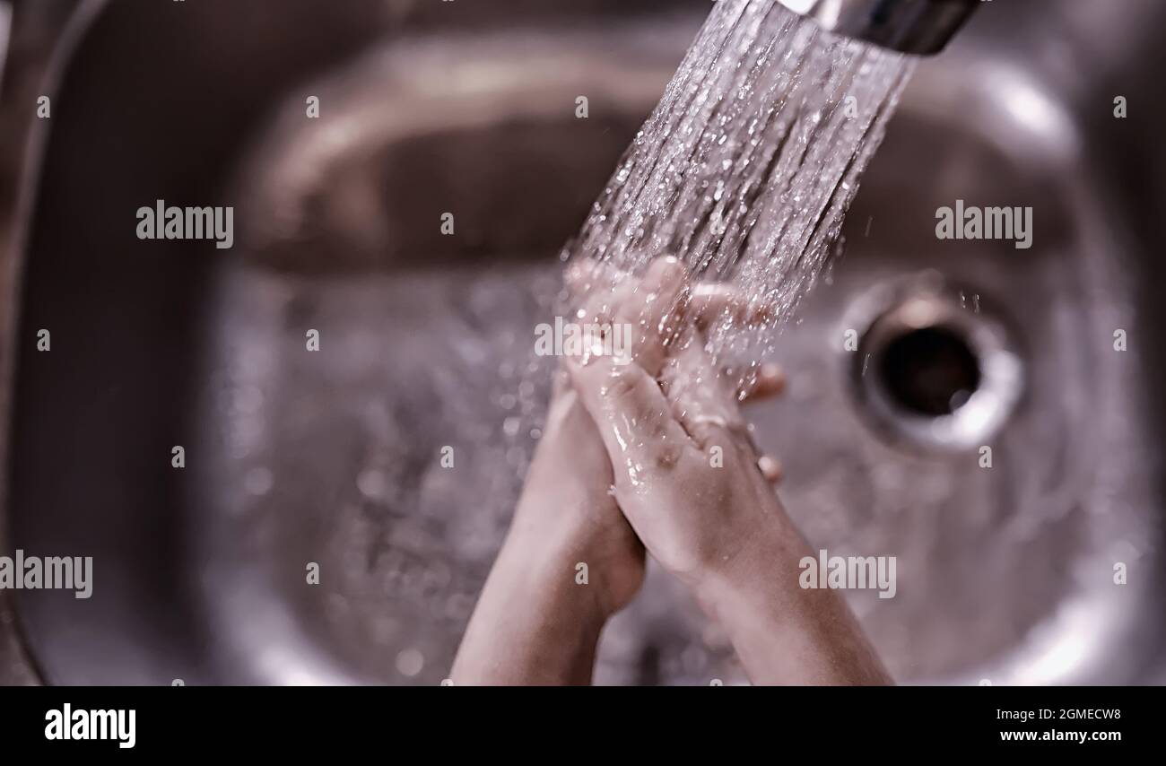 Hygiene rules. Hand washing before meals. Antibacterial treatment hands ...