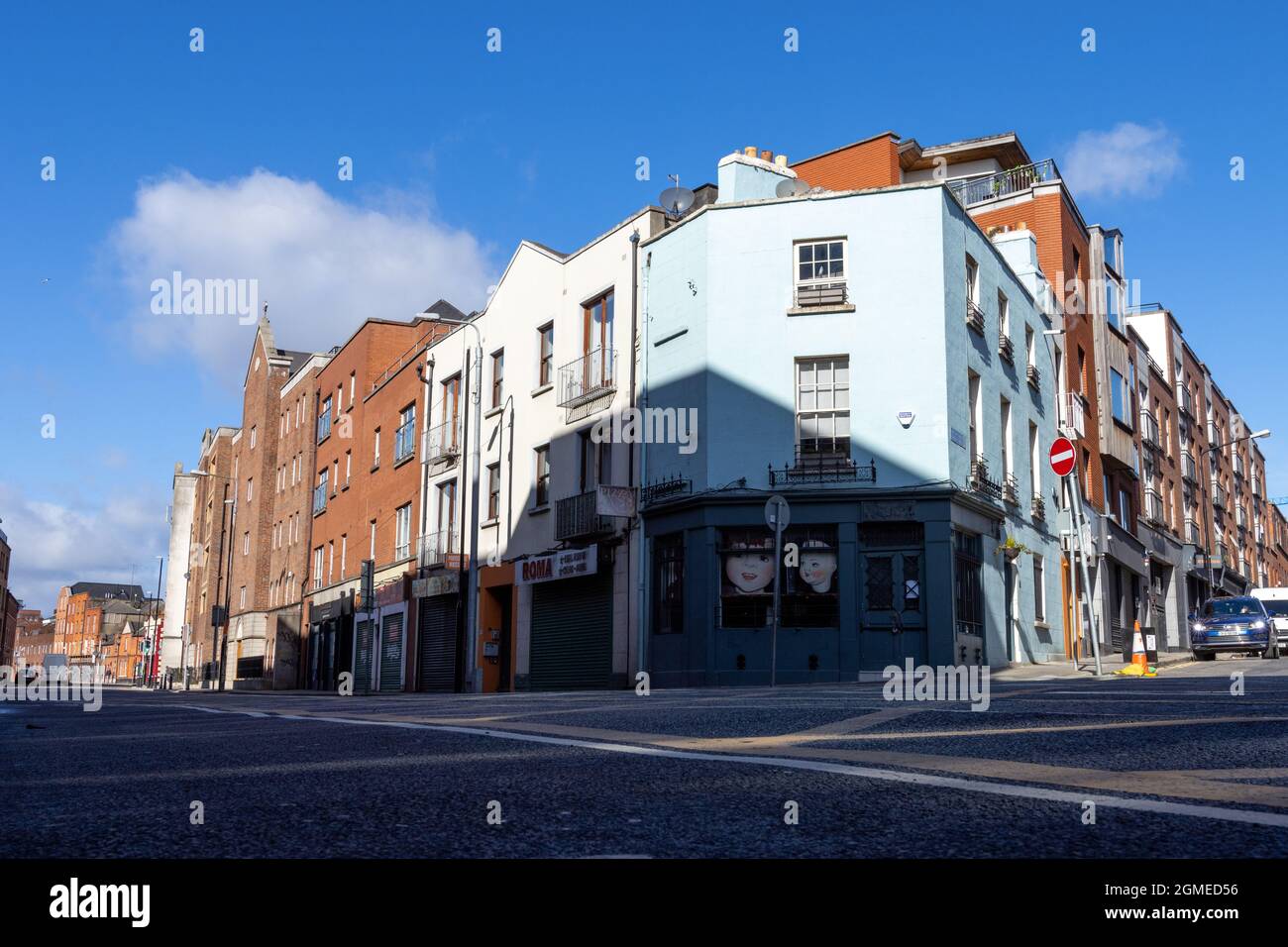DUBLIN, IRELAND - Mar 21, 2021: A beautiful view of the front facade of ...