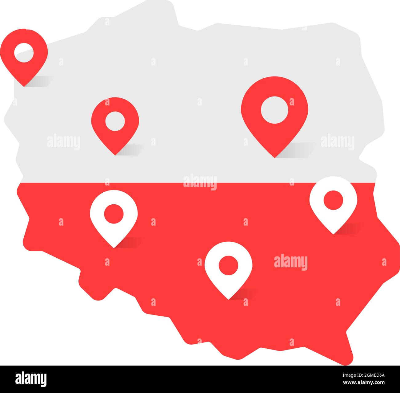 color poland map with geo tag Stock Vector Image & Art - Alamy