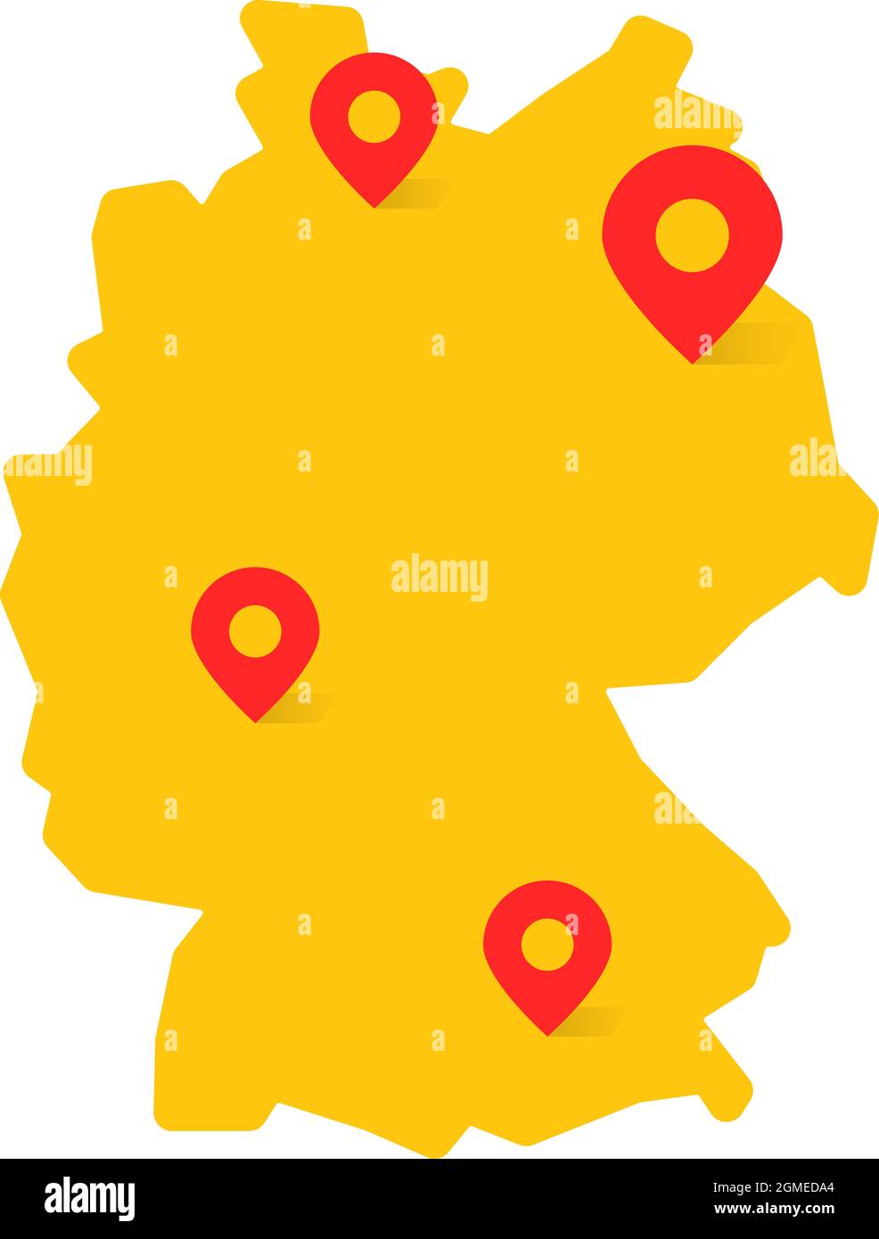 yellow germany map with geo tag Stock Vector Image & Art - Alamy