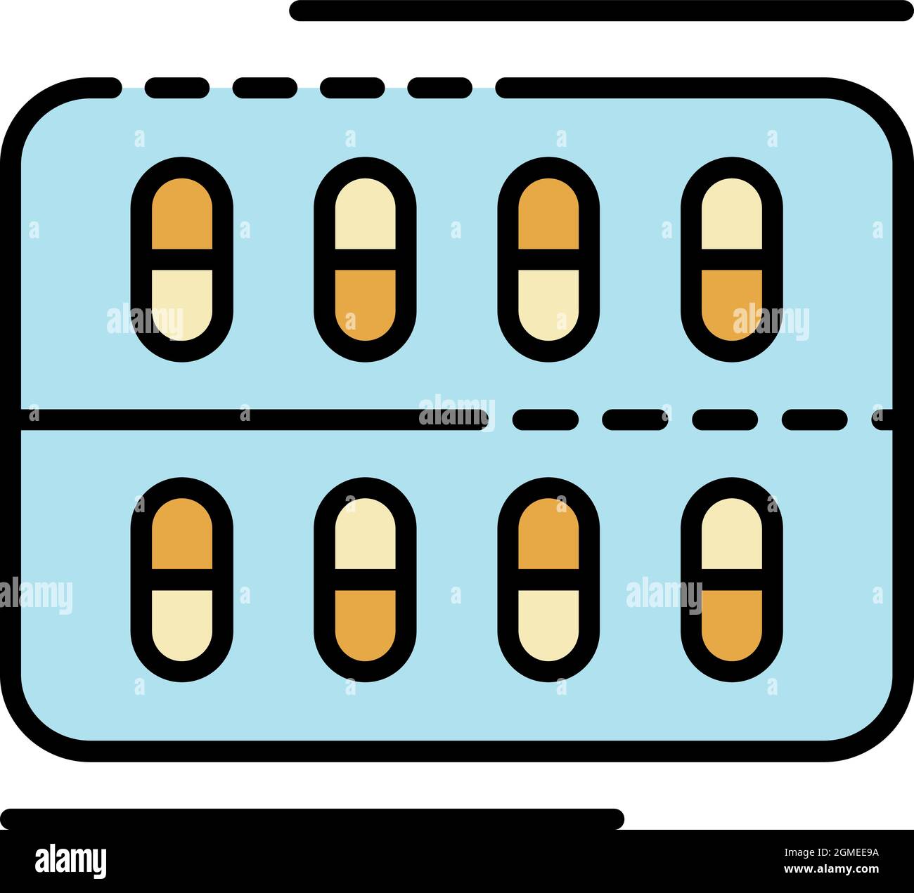 Medical pill pack icon. Outline medical pill pack vector icon color ...