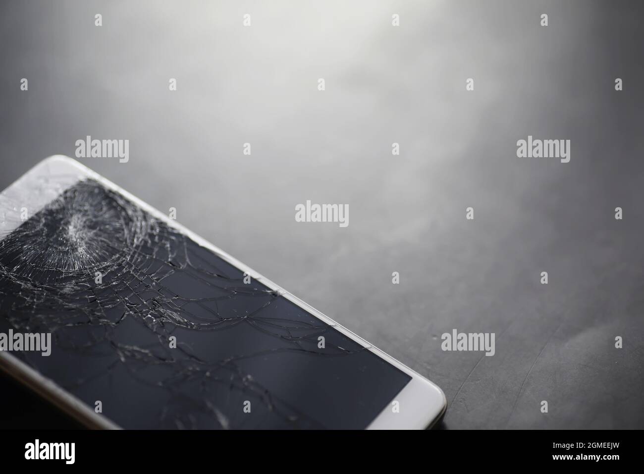 Crack on the glass. Broken screen. Broken phone. Cracked glass ...