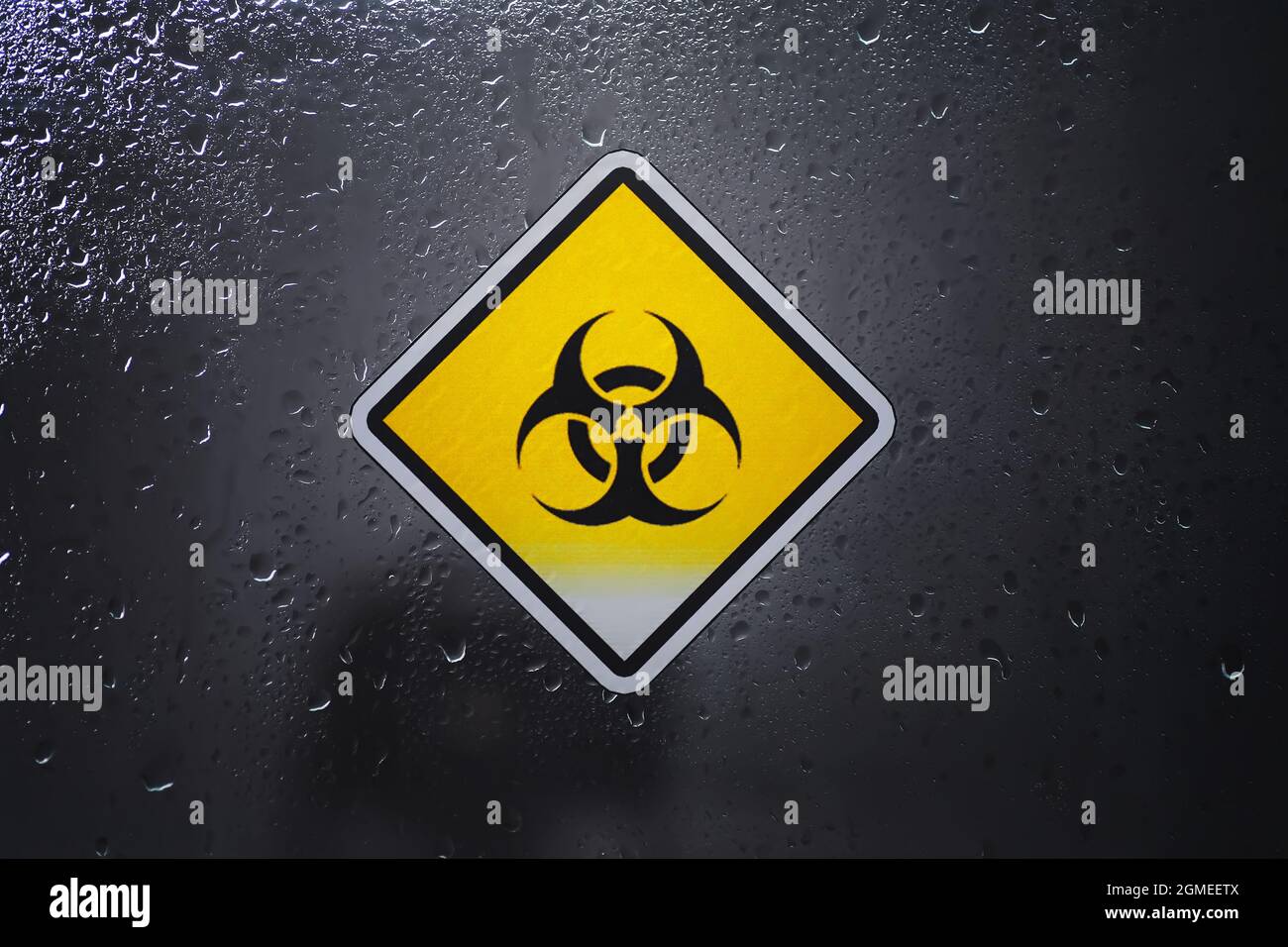 Quarantine. Quarantine warning sign on a glass door in hospital ...