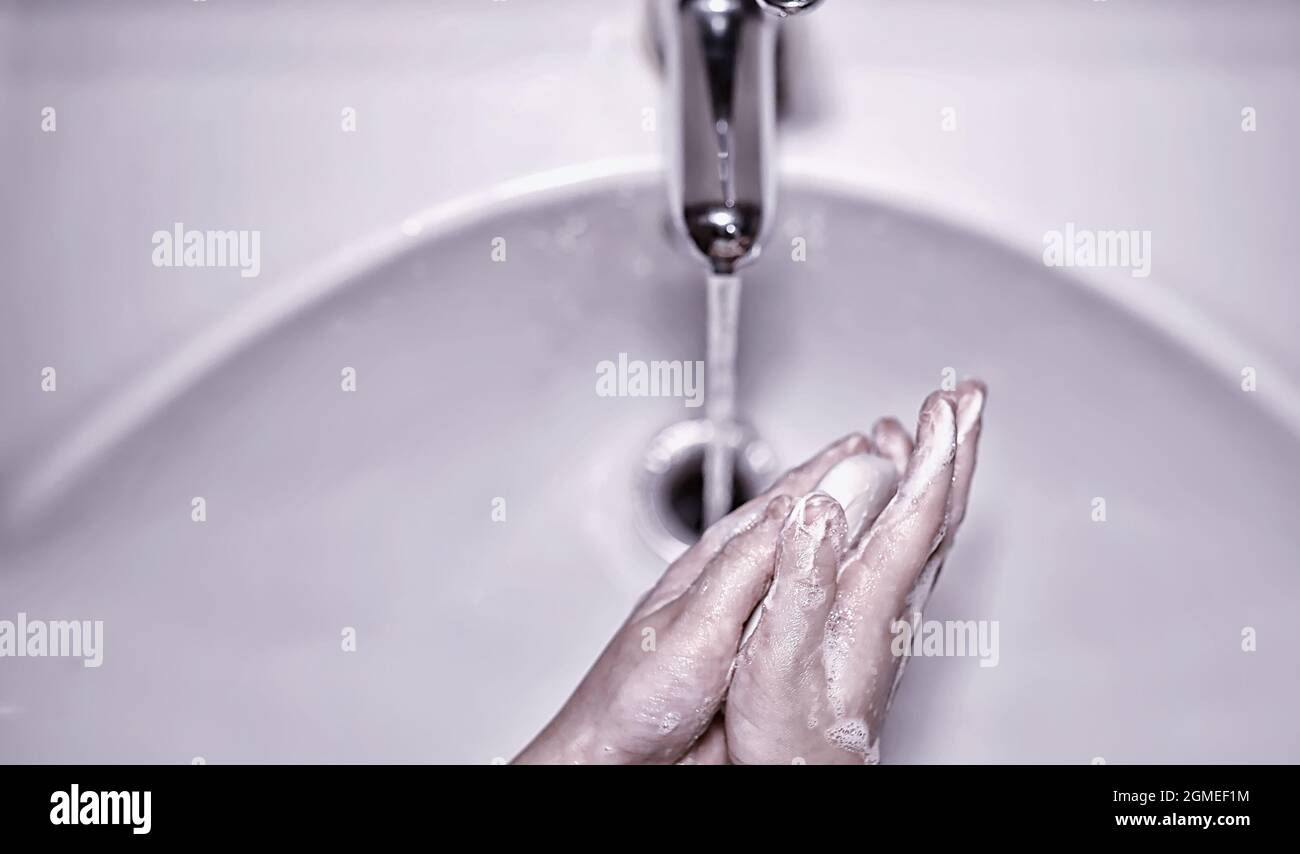 Hygiene rules. Hand washing before meals. Antibacterial treatment hands ...