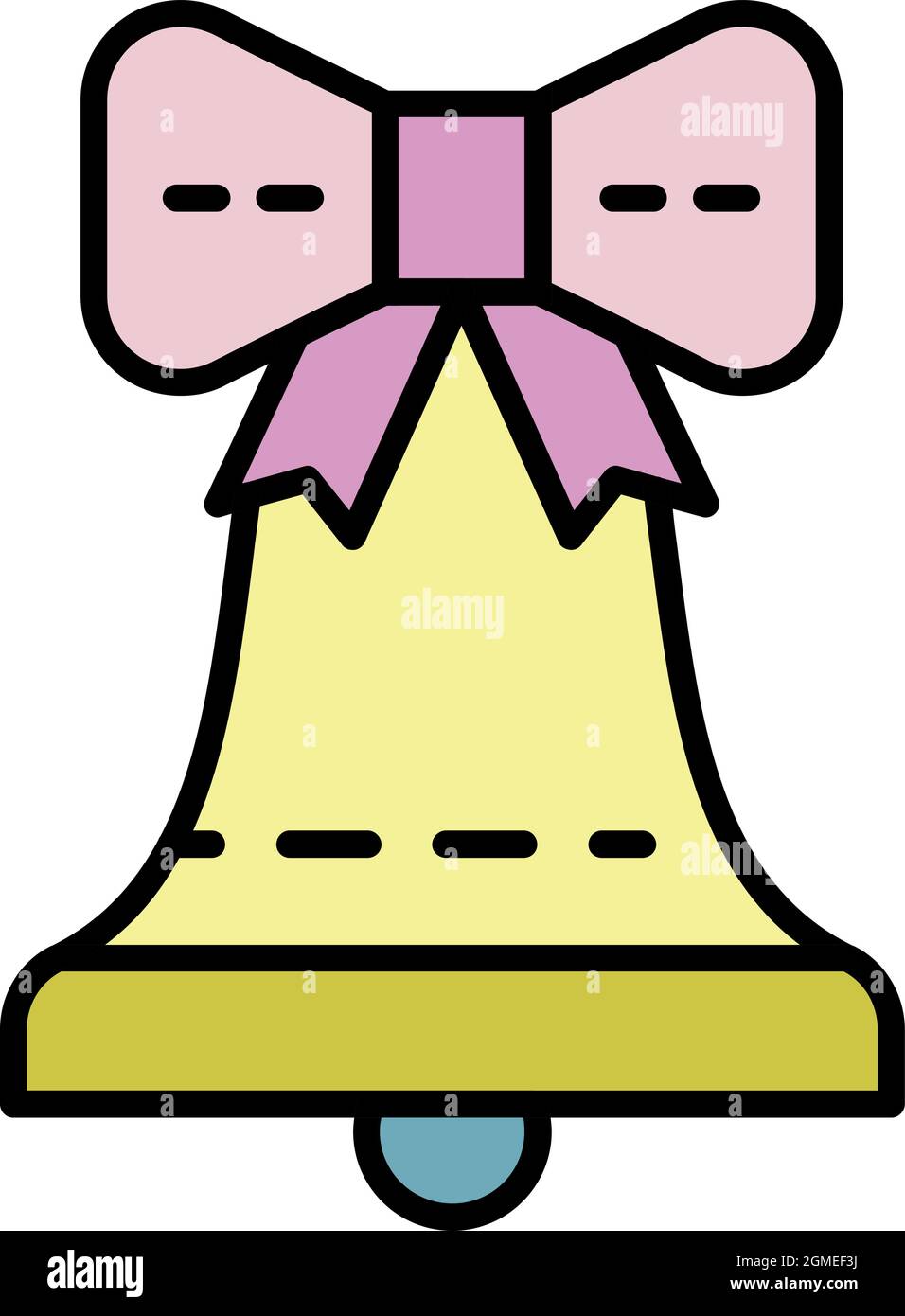 Xmas bell icon. Outline xmas bell vector icon color flat isolated Stock ...