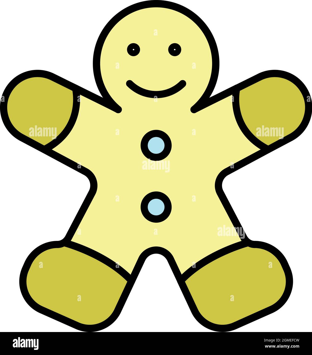 Gingerbread man icon. Outline gingerbread man vector icon color flat ...