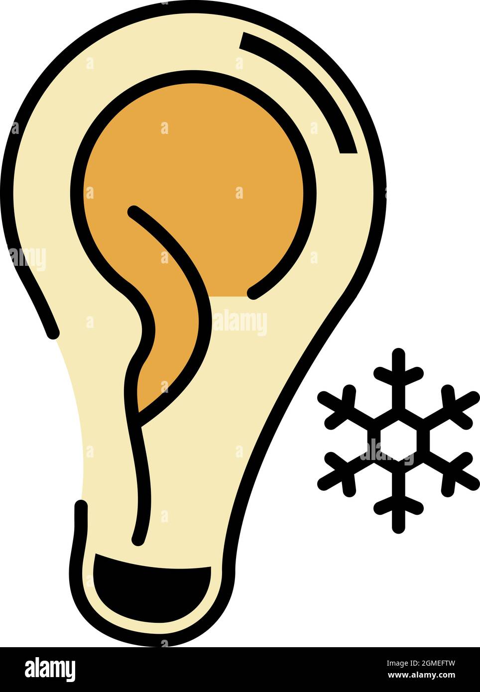 Ear frostbite icon. Outline ear frostbite vector icon color flat ...