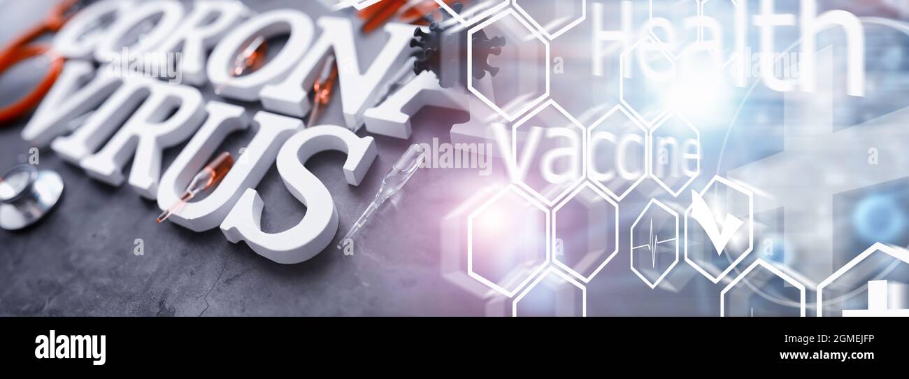 Medical background. Lettering virus. Coronavirus wooden letters ...