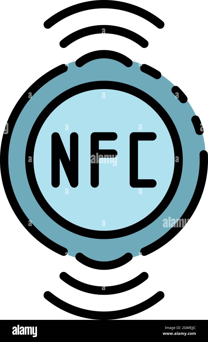 Nfc chip icon. Outline nfc chip vector icon color flat isolated Stock ...