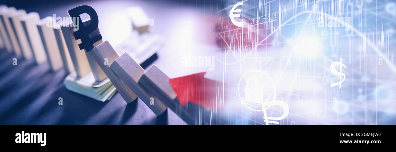 Business concept. The depreciation of the national currency of Russia ...