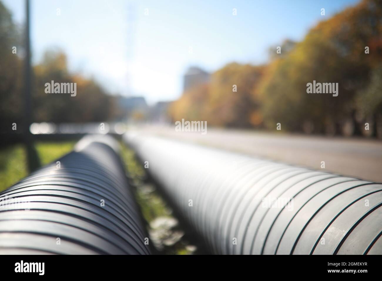 Industrial pipes on street construction Stock Photo - Alamy