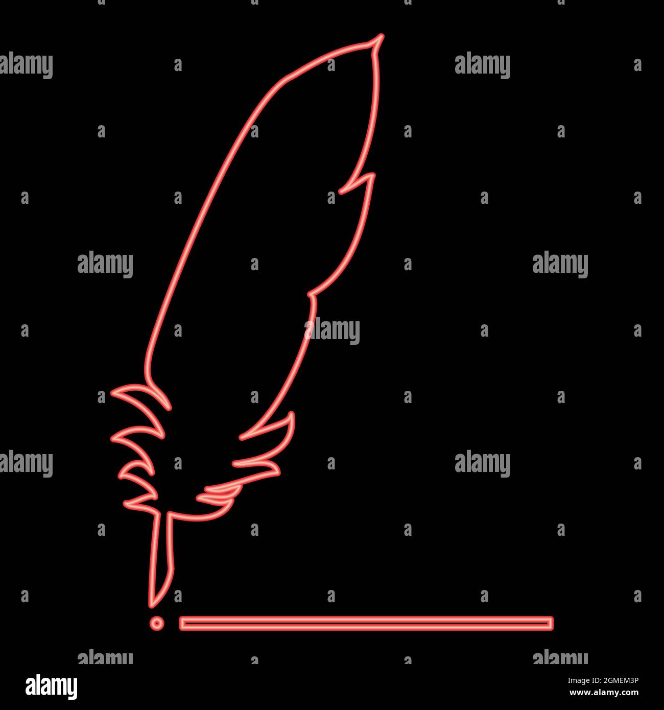 Neon feather red color vector illustration flat style light image Stock ...