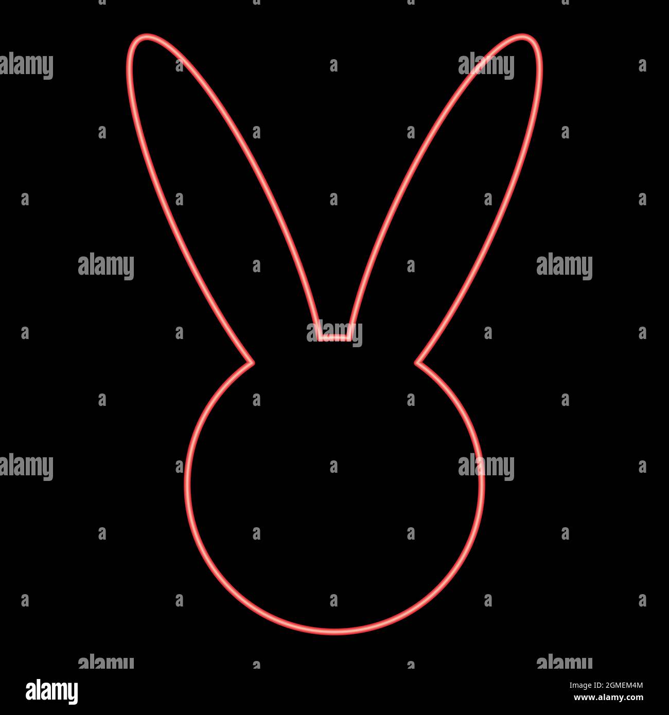 Neon hare or rabbit head red color vector illustration flat style light ...