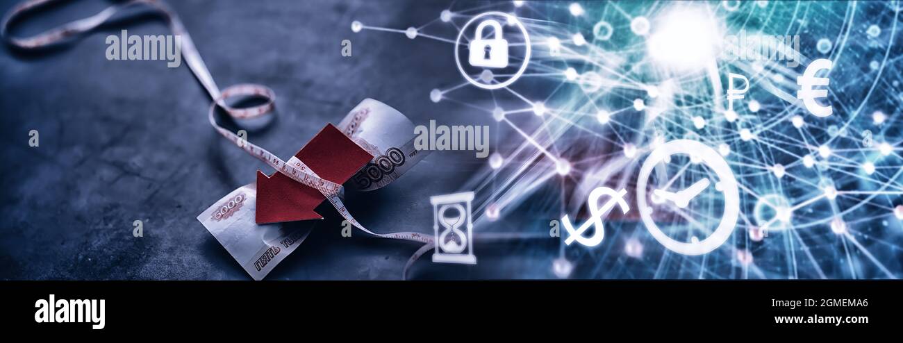 Business concept. The depreciation of the national currency. Bill with ...