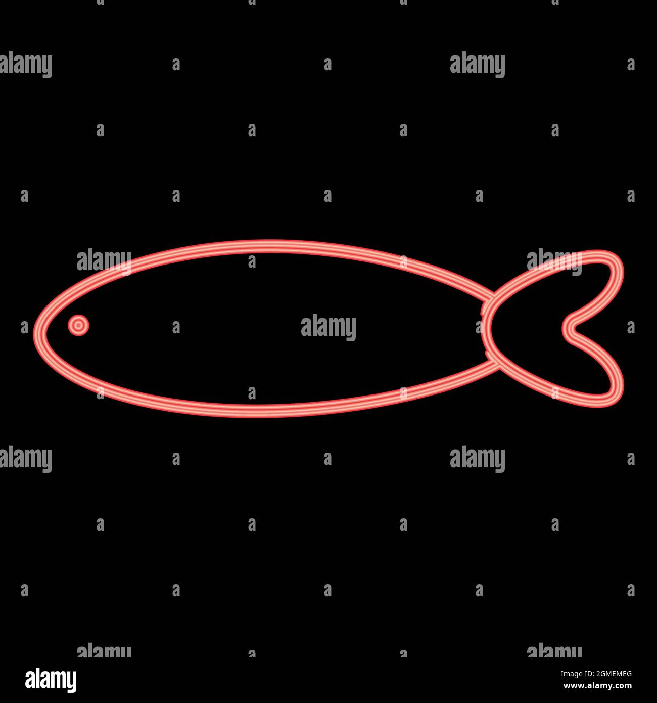 Neon fish red color vector illustration flat style light image Stock ...