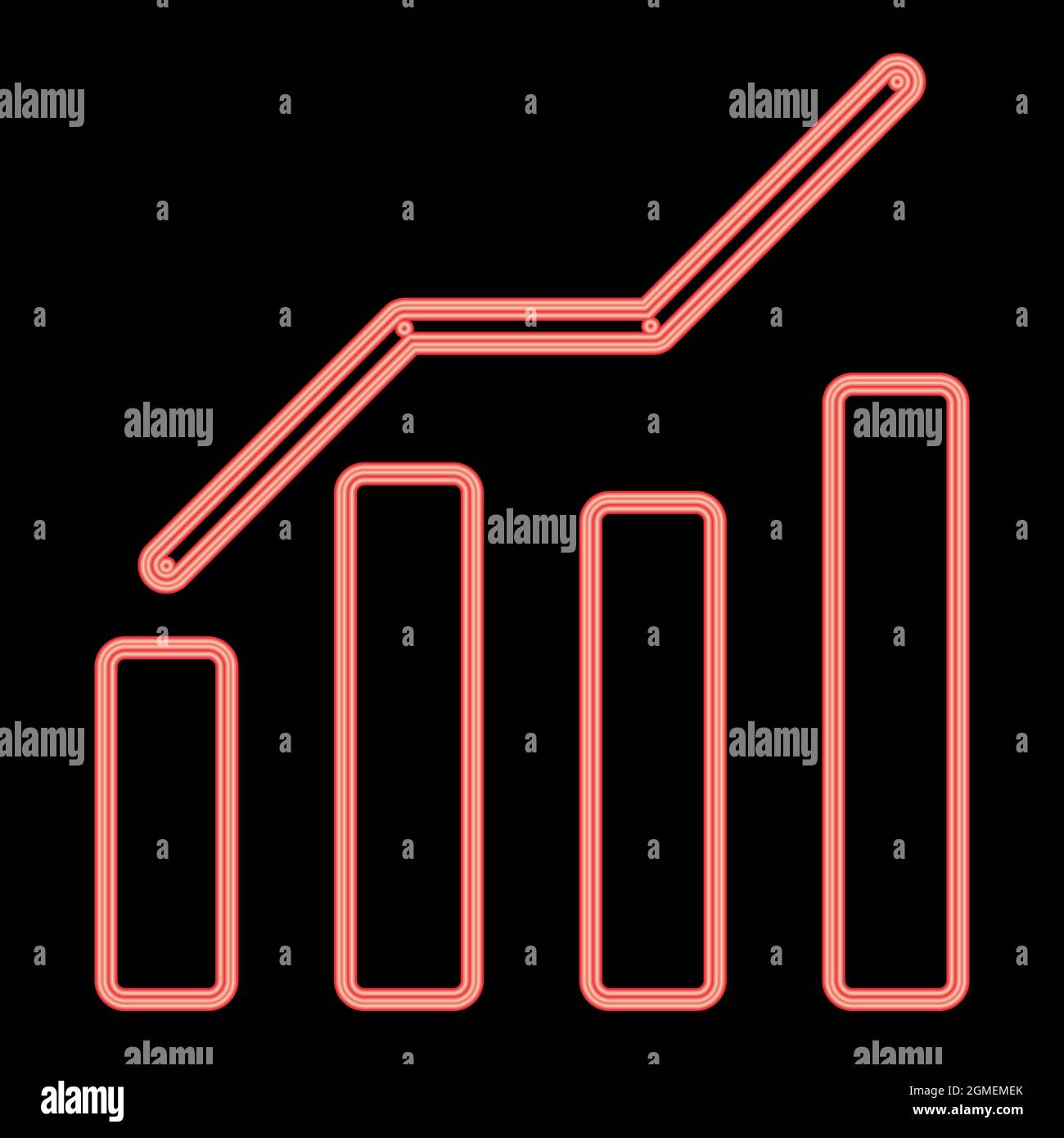 Neon growth chart red color vector illustration flat style light image ...
