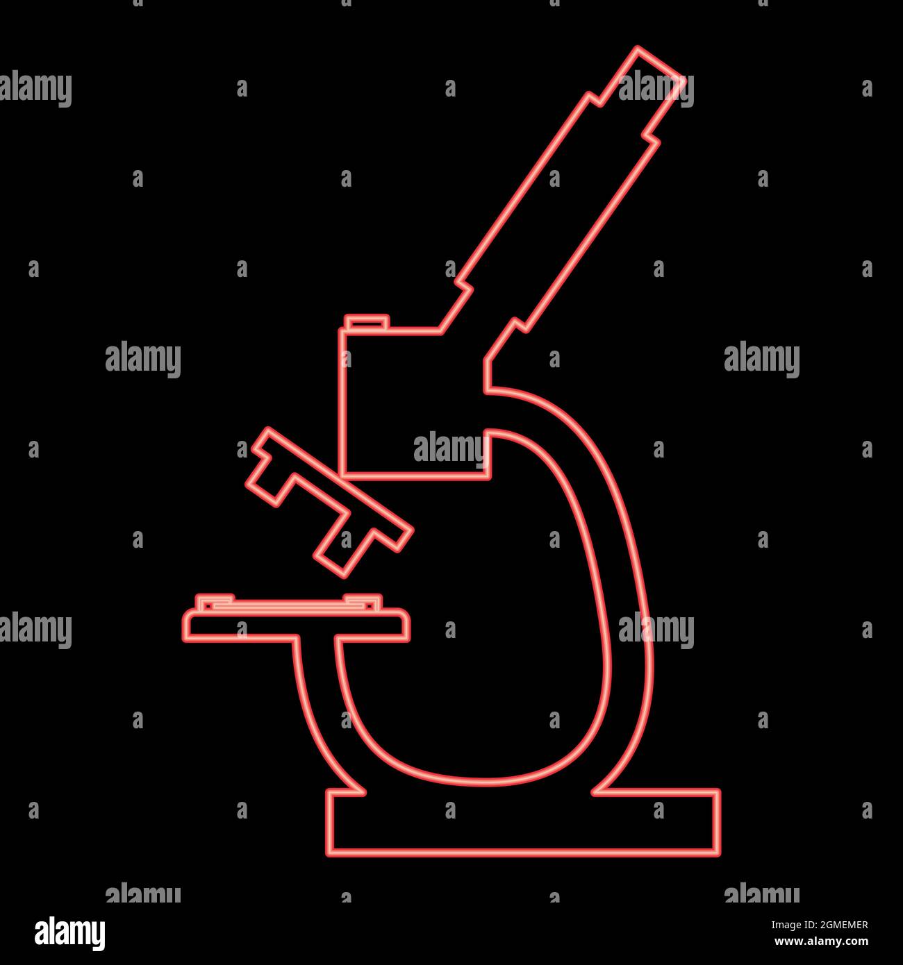 Neon microscope red color vector illustration flat style light image ...