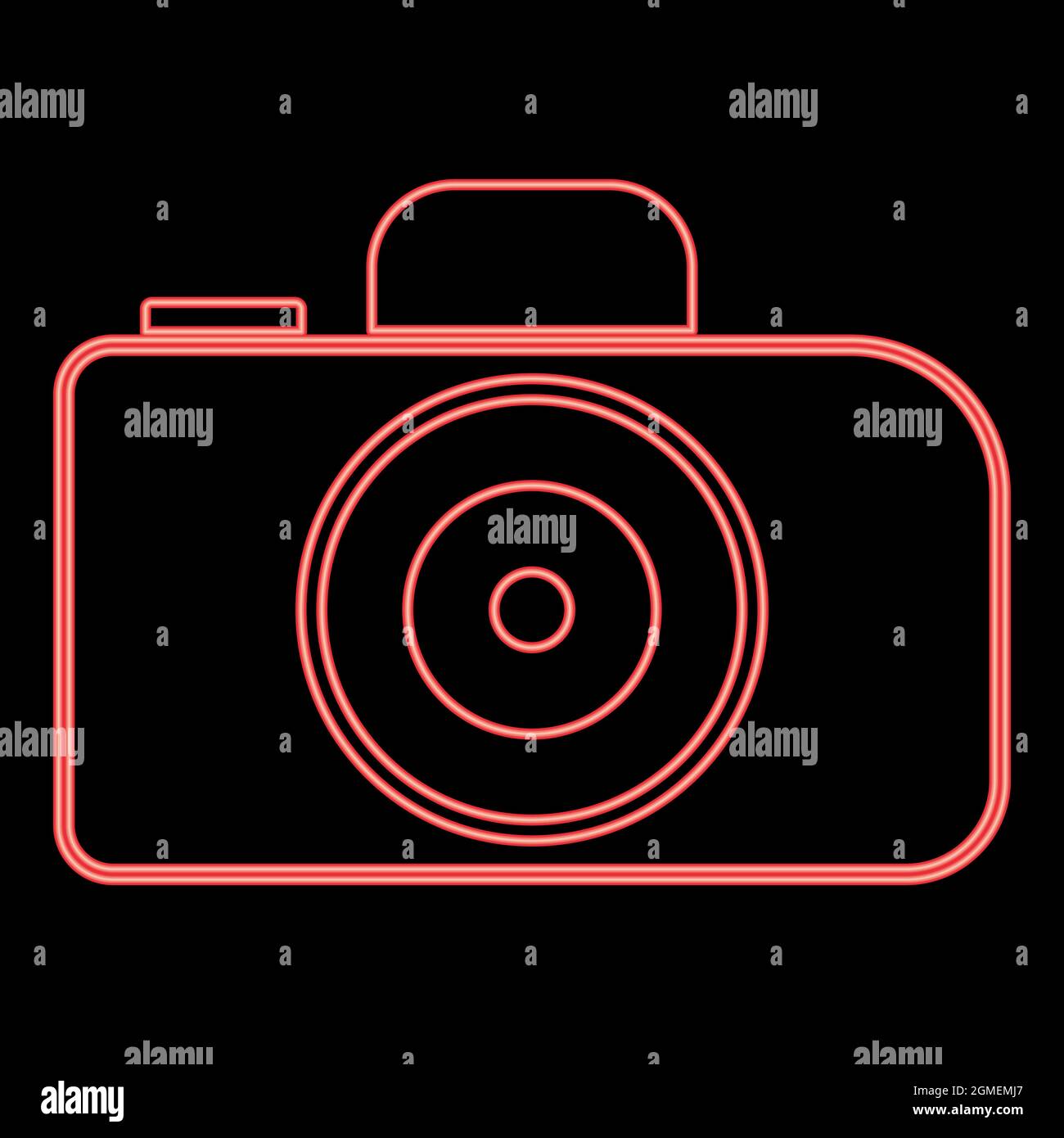Neon camera red color vector illustration flat style light image Stock ...