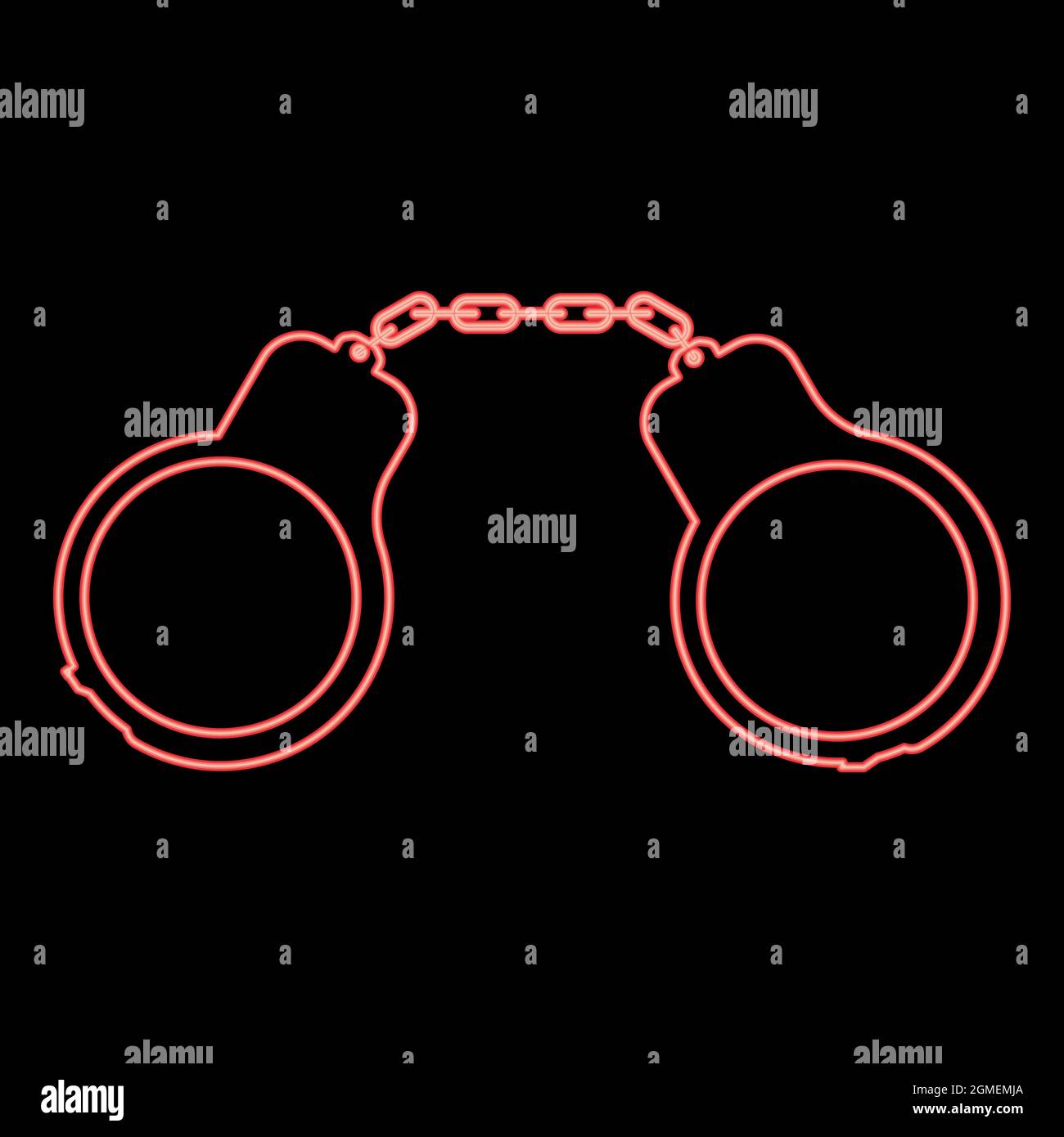Neon handcuff red color vector illustration flat style light image ...
