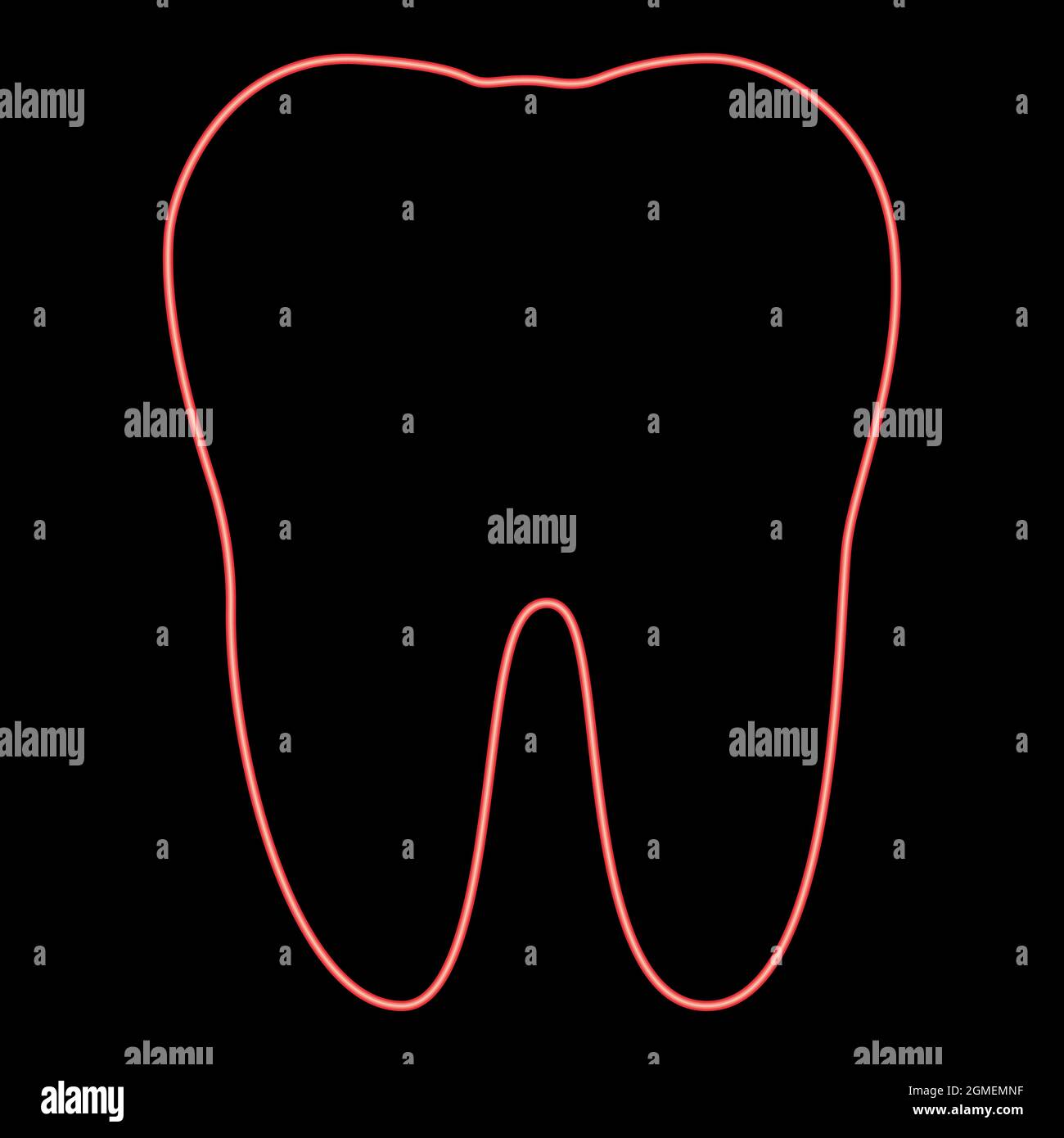 Neon tooth red color vector illustration flat style light image Stock ...