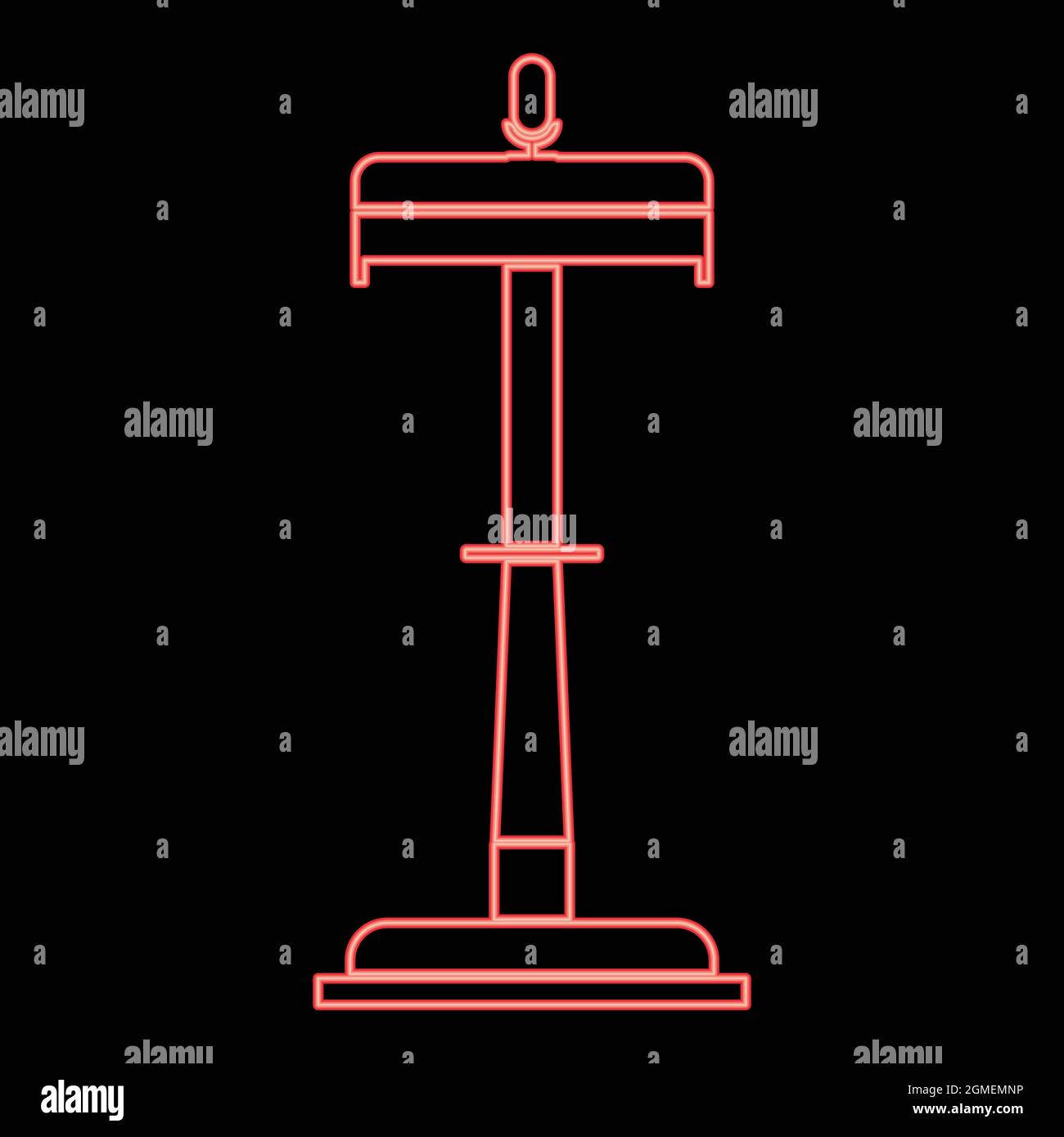Neon rostrum with one microphone red color vector illustration flat ...