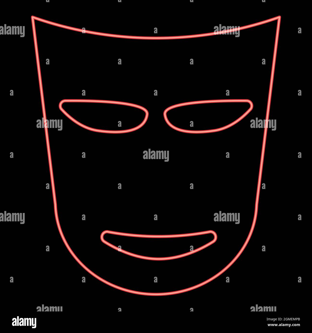 Neon theatre mask red color vector illustration flat style light image ...