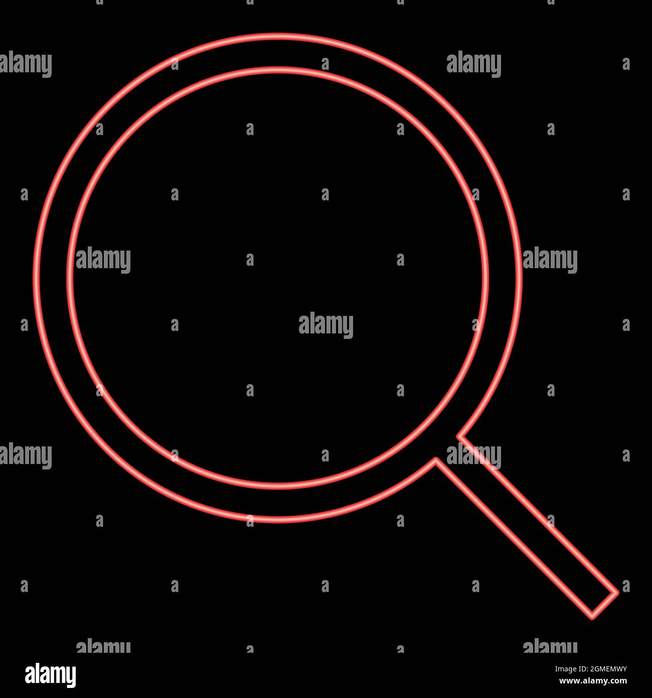 Neon magnifying glass or loupe red color vector illustration flat style ...