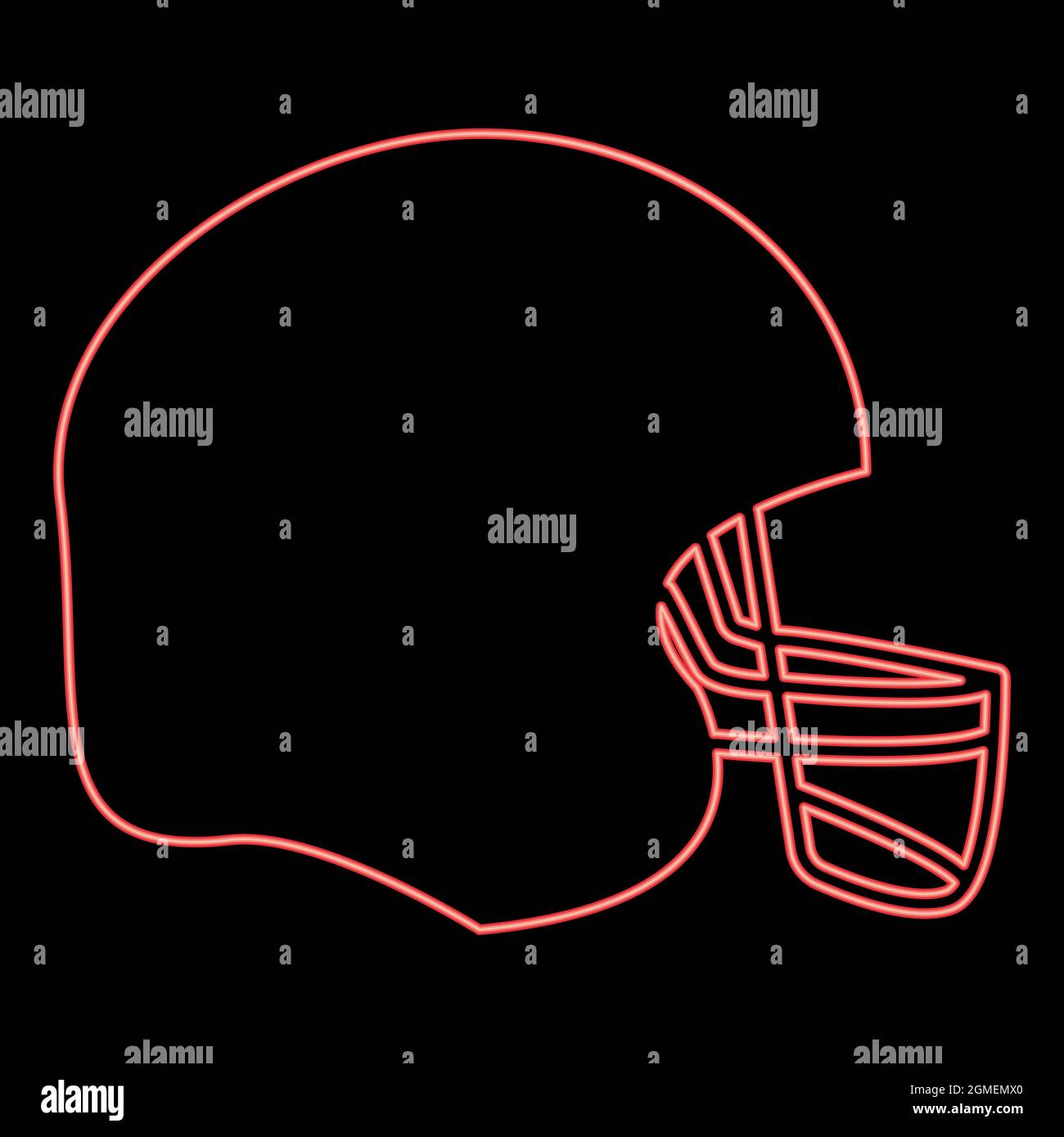 Neon american football helmet red color vector illustration flat style ...